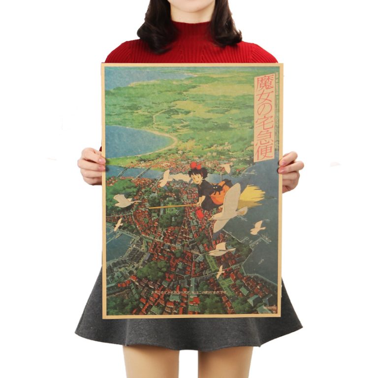 Studio Ghibli Kiki's Delivery Service Kiki Flying In The Sky Poster